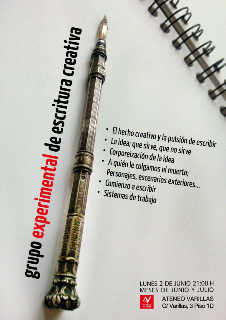 Cartel de curso de escritura creativa